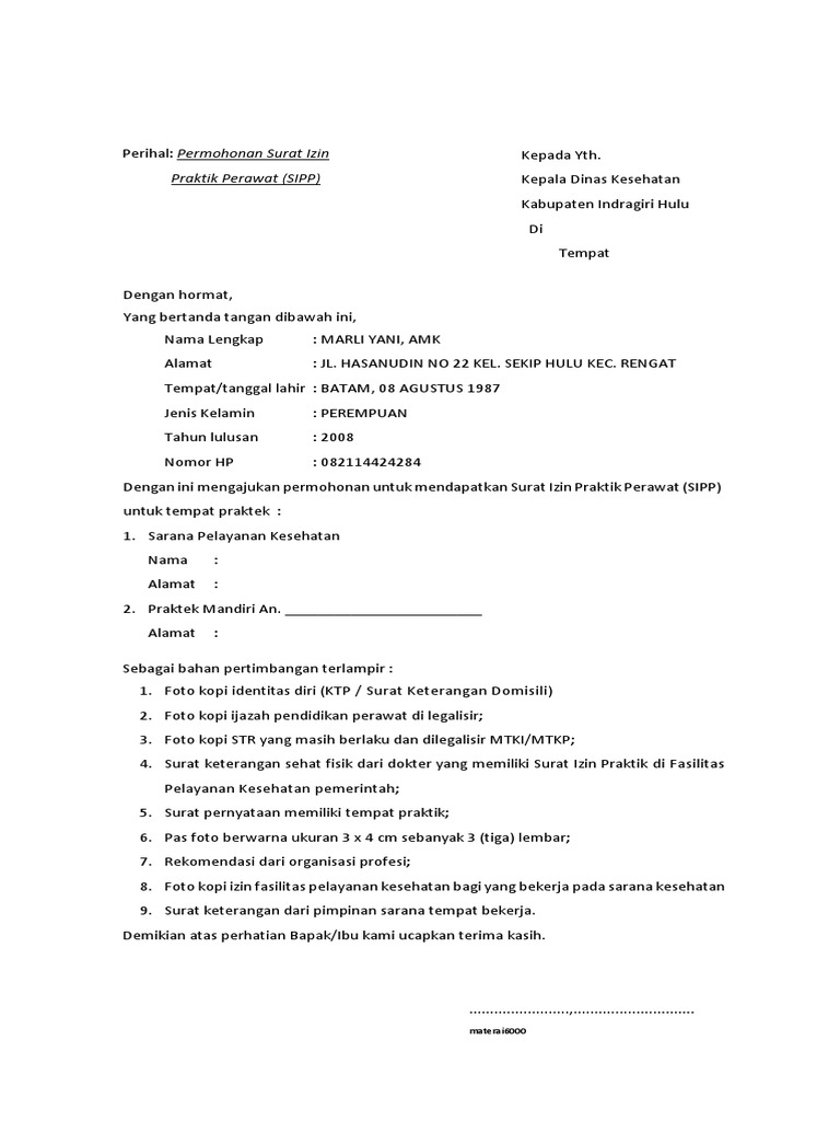 Sip Praktek Perawat Mandiri | PDF