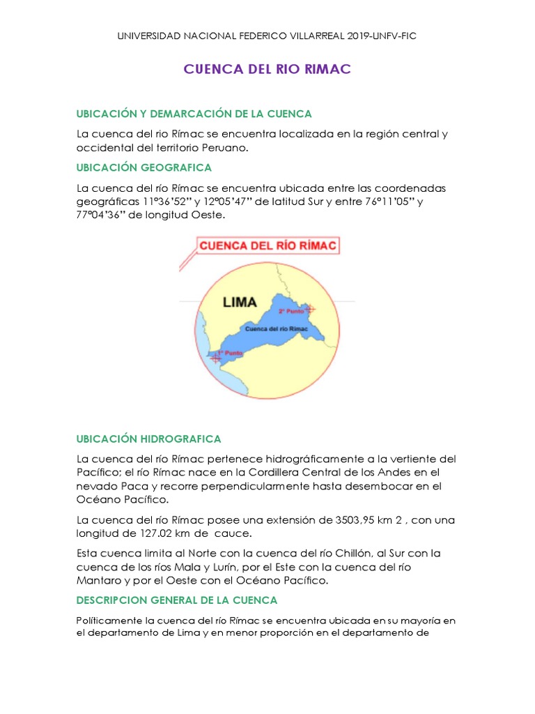 Cuenca Del Rio Rimac | PDF | Agua | Agricultura