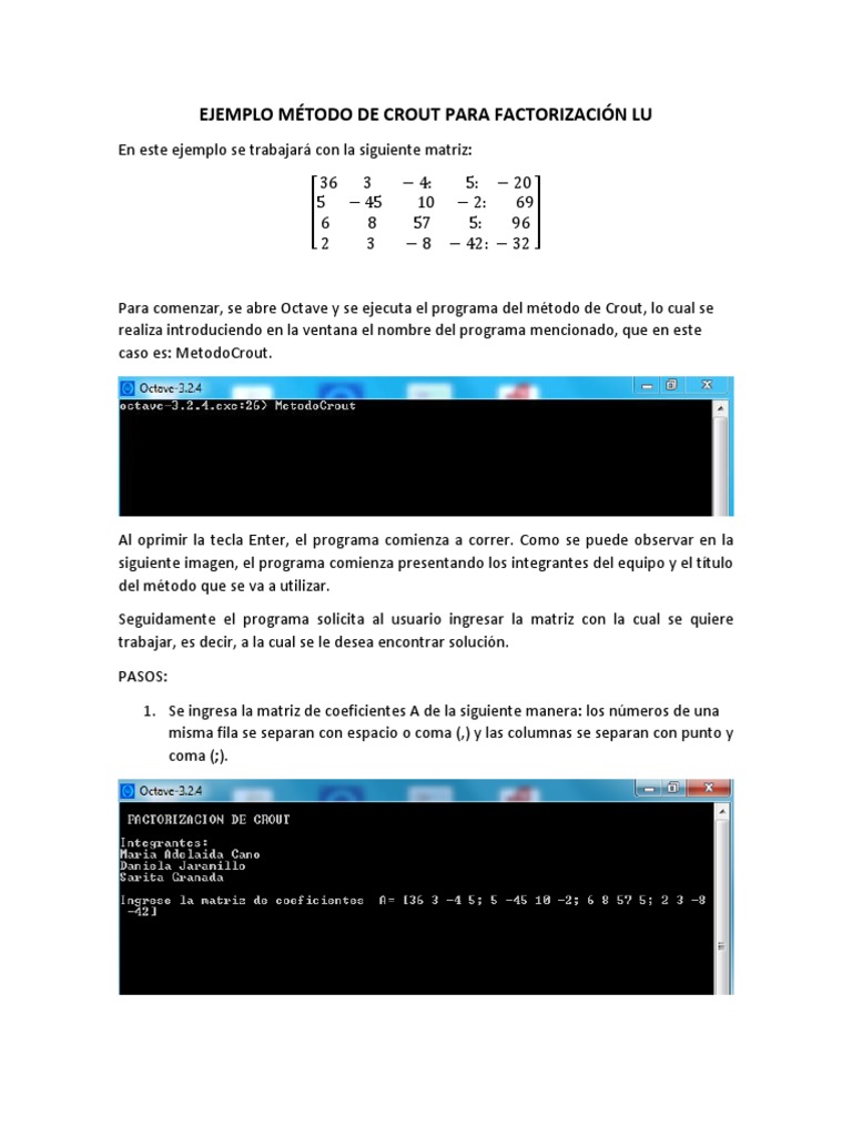 Ejemplo Método de Crout | PDF | Determinante | Matriz (Matemáticas)