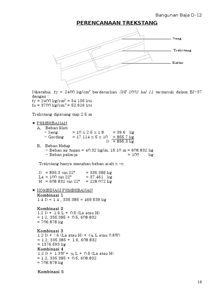 Perencanaan Trekstang Pada Bangunan Baja | PDF