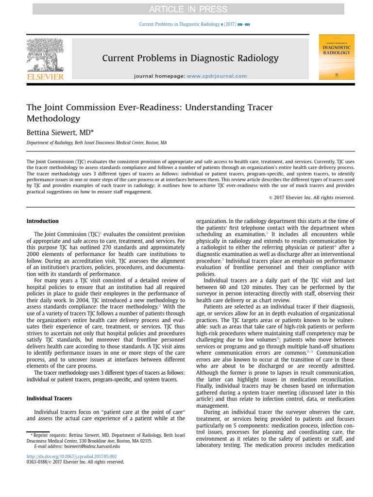 Patient Tracer Methodology_radiology | Joint Commission | Radiology