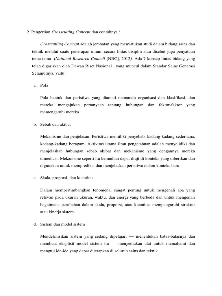 Pengertian dan Contoh Crosscutting Concept | PDF