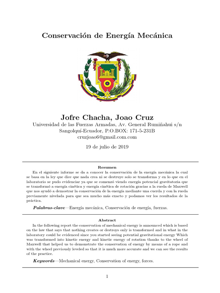 Lab#8 Conservacion de La Energia Mecanica | PDF | Rotación | Esfuerzo ...