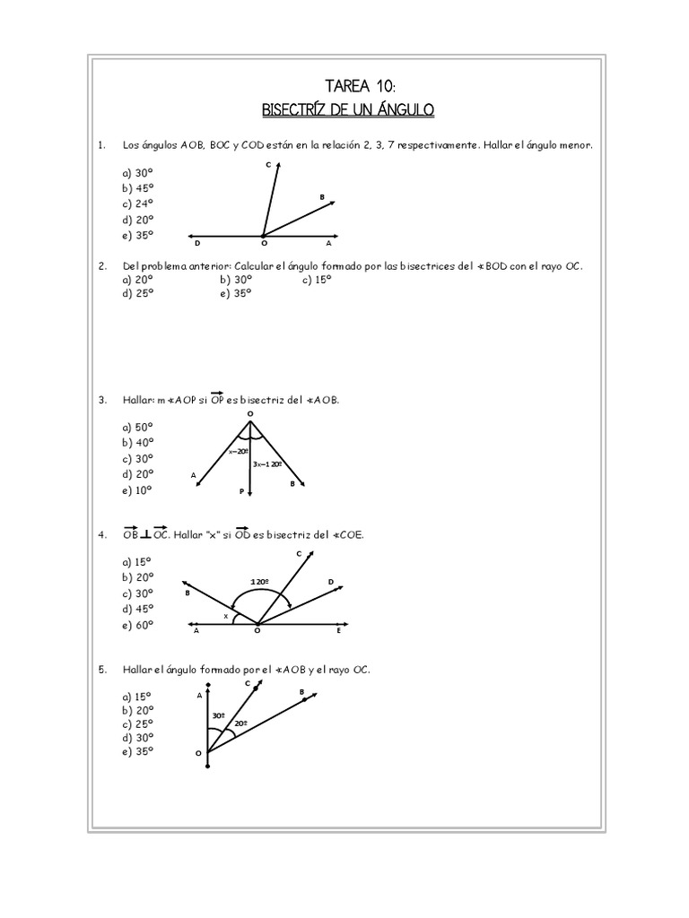 Tarea Angulos | PDF | Geometría Elemental | Deportes