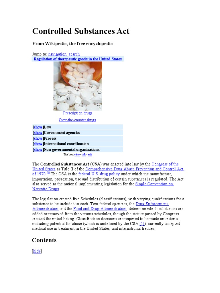 Controlled Substances Act | PDF | Controlled Substances Act | Drugs