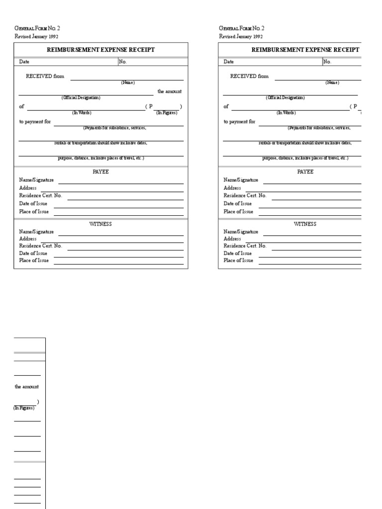 Reimbursement Expense Receipt | PDF | Payments | Services (Economics)