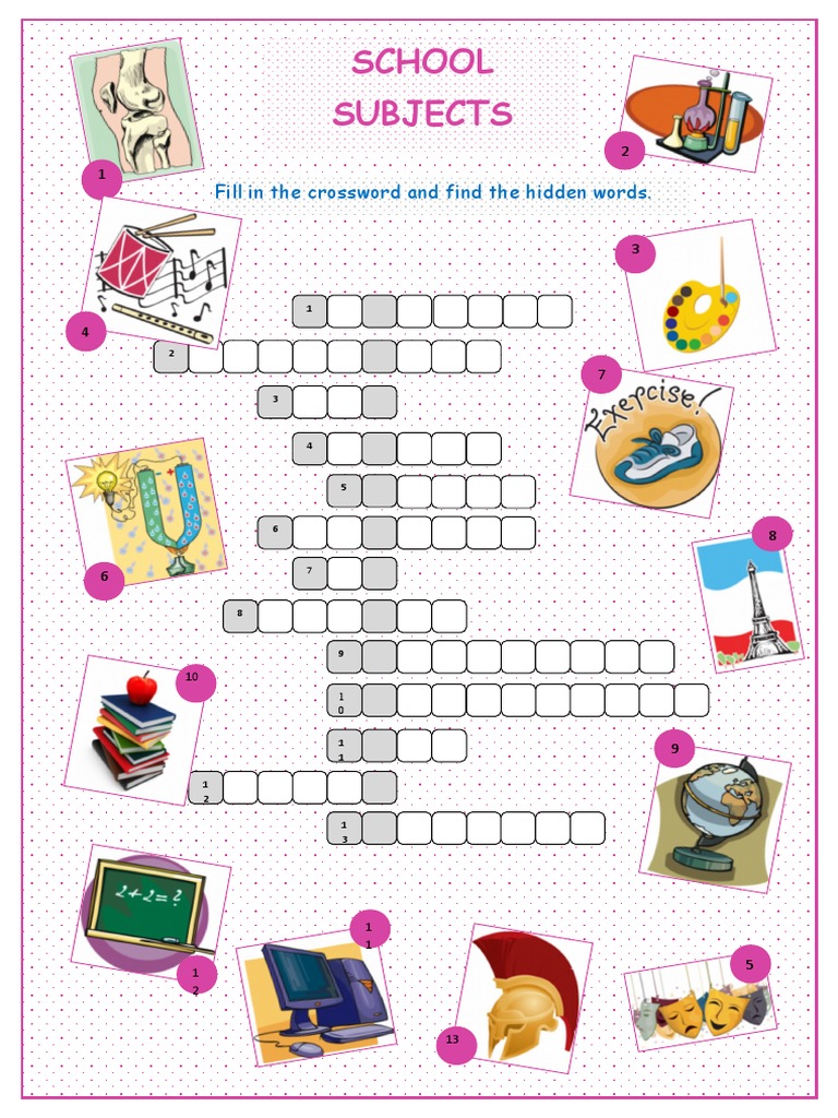 School Subjects Crossword Puzzle | PDF