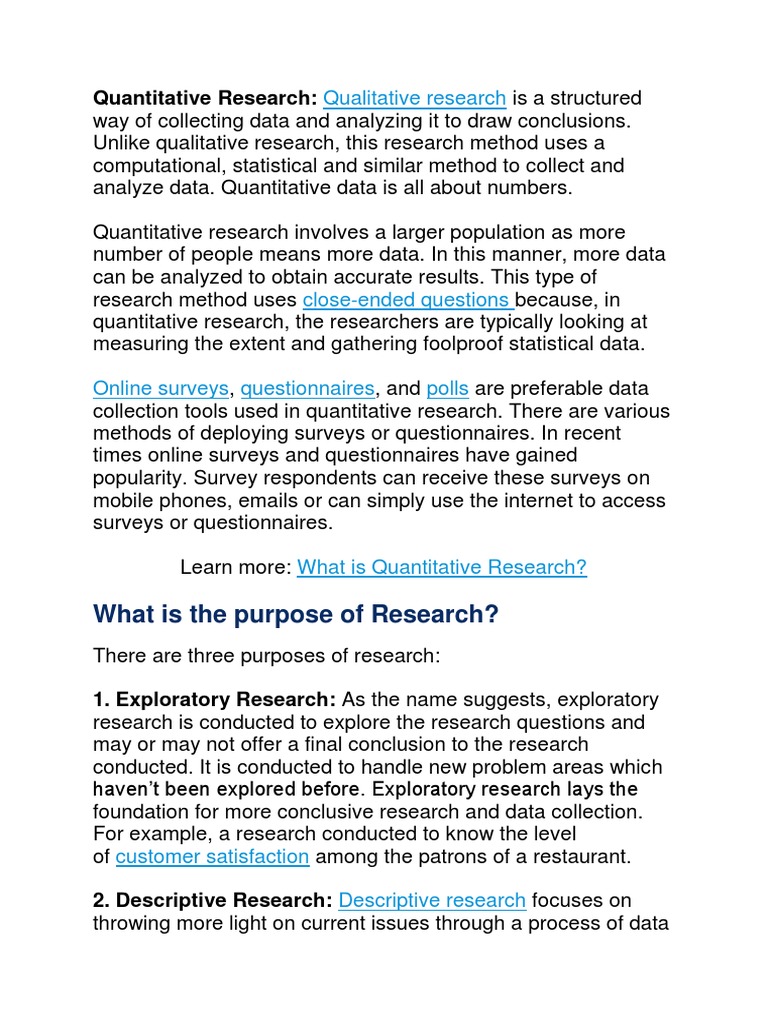 What Is The Purpose of Research? | PDF | Survey Methodology ...