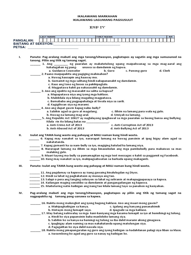 Grade 4 Second Summative 2ndquarter | PDF