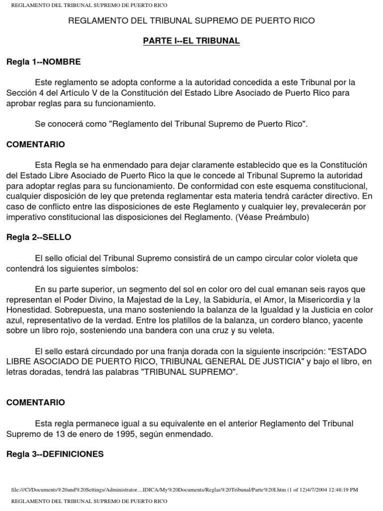 Reglamento Del Tribunal Supremo de Puerto Rico | PDF | Puerto Rico | Juez
