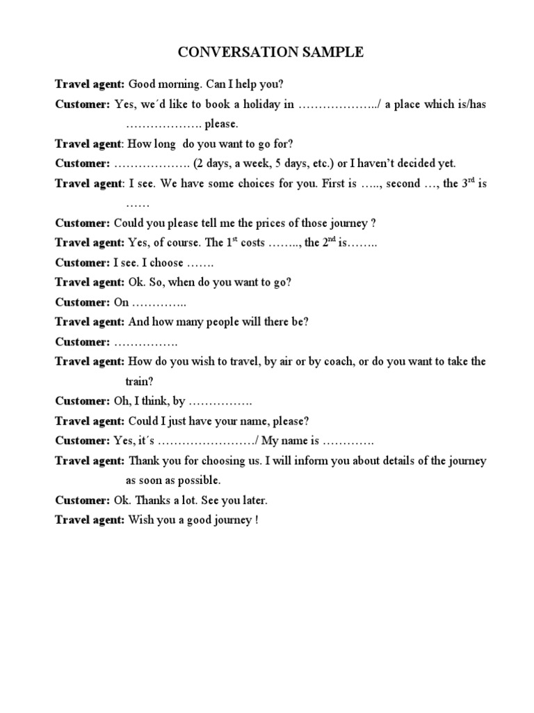 Conversation Samples | PDF | December Observances | Travel Agency