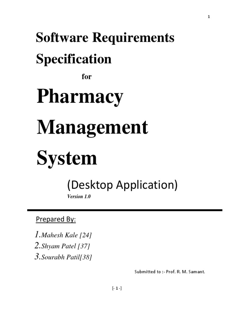 Software Requirements Specification: Pharmacy Management System | PDF ...