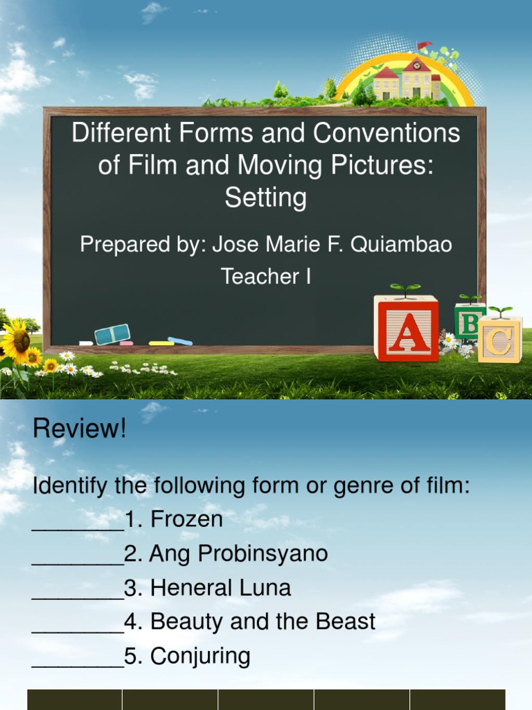Different Forms and Conventions of Film and Moving Pictures Setting ...