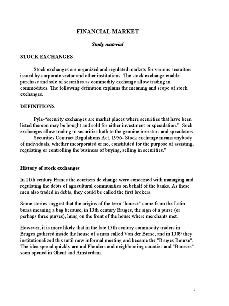 Financial Market Study Material | PDF | Stock Market Index | Stock Market