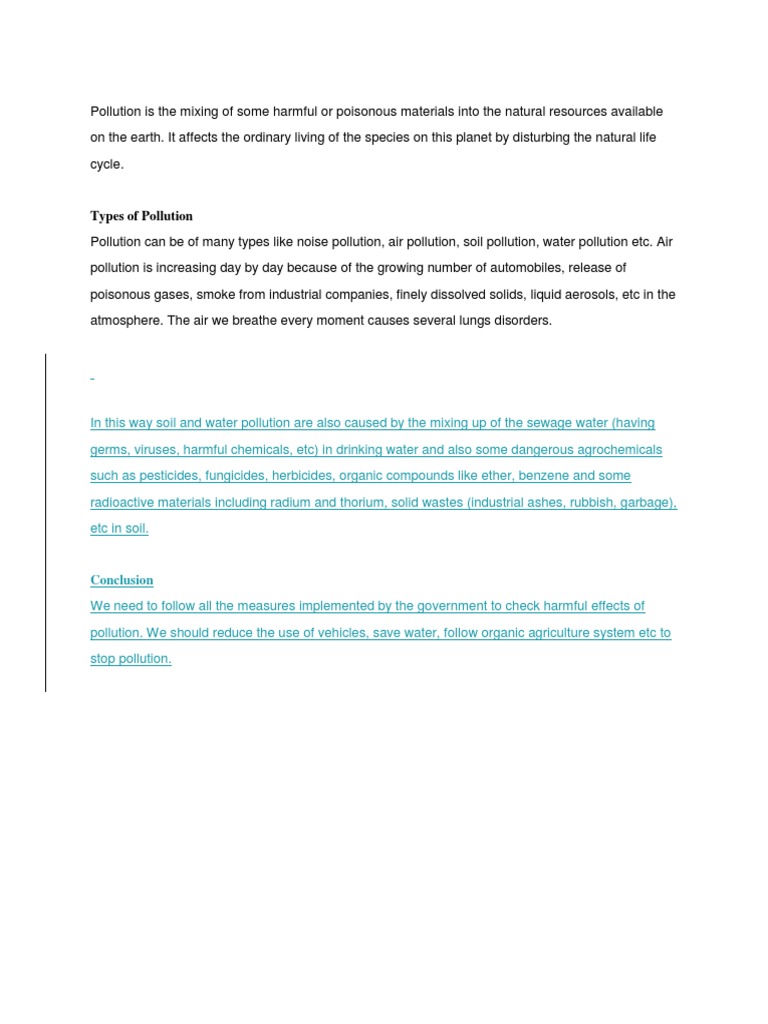 Types of Pollution: Conclusion | PDF