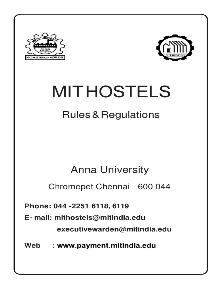 MIT Hostel Rules & Regulation