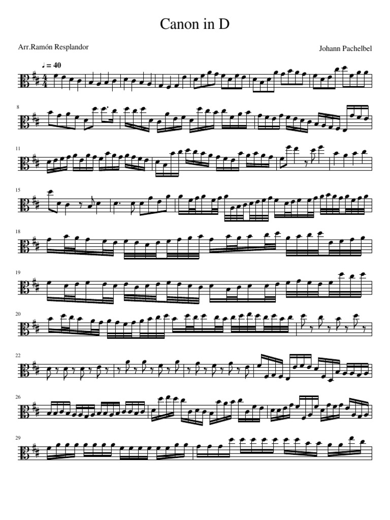 Pachelbel's Canon in D Major: A Musical Score and Arrangement for ...