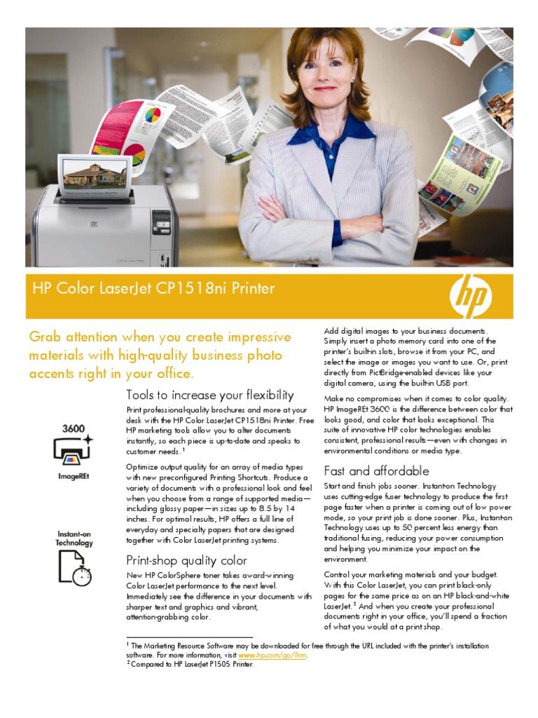 HP Color Laserjet Cp1518Ni Printer | PDF | Printer (Computing ...
