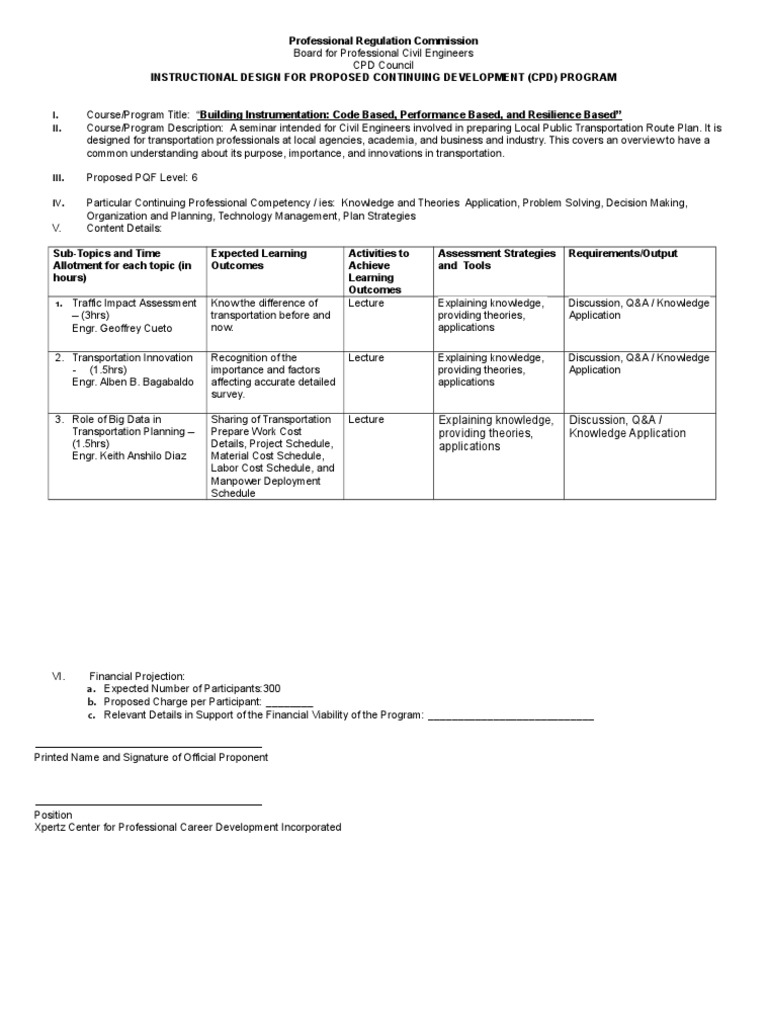 PRC CPD OUTLINE - Building Instrumentation | PDF | Instructional Design ...