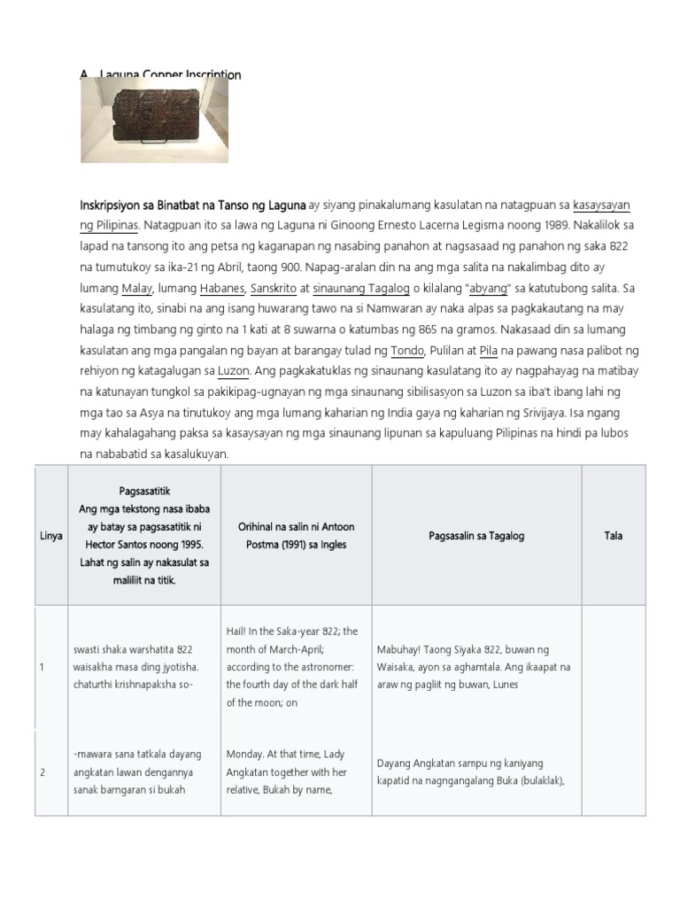 Laguna Copper Inscriptions | PDF