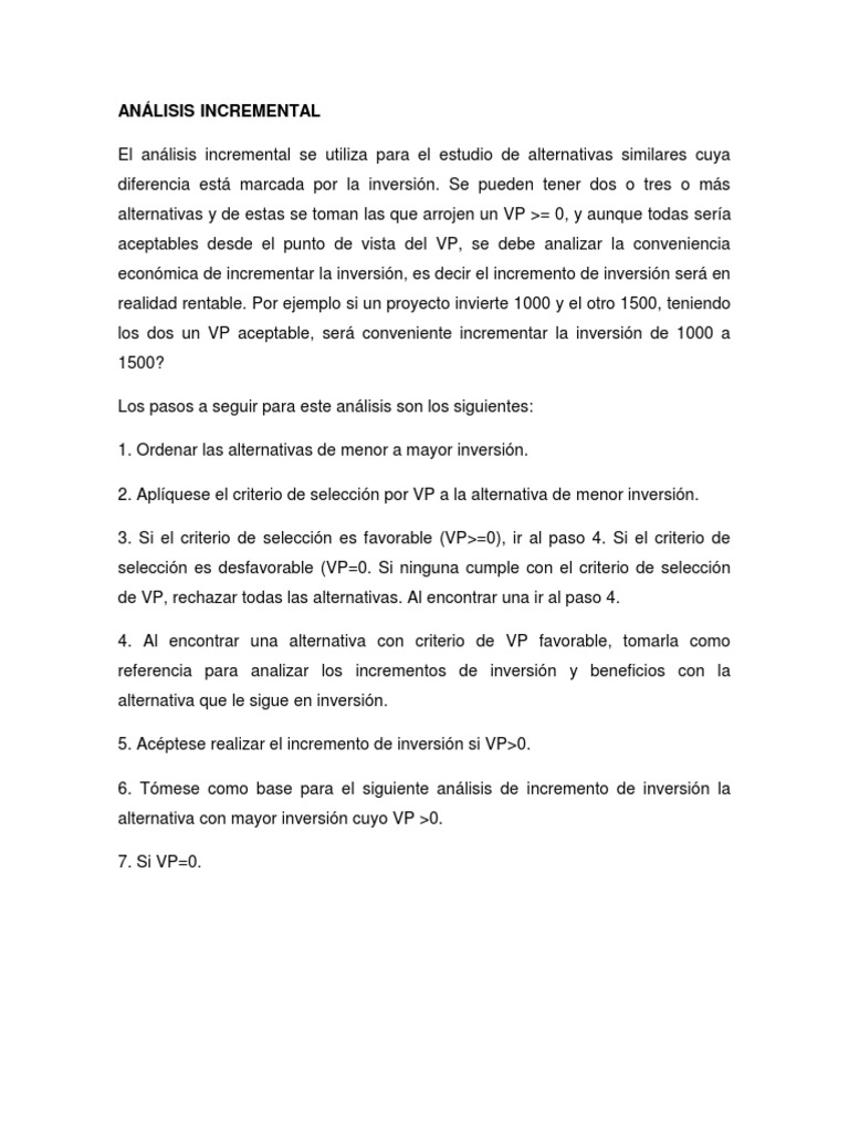 Analisis Incremental | PDF | Capital (economía) | Toma de decisiones