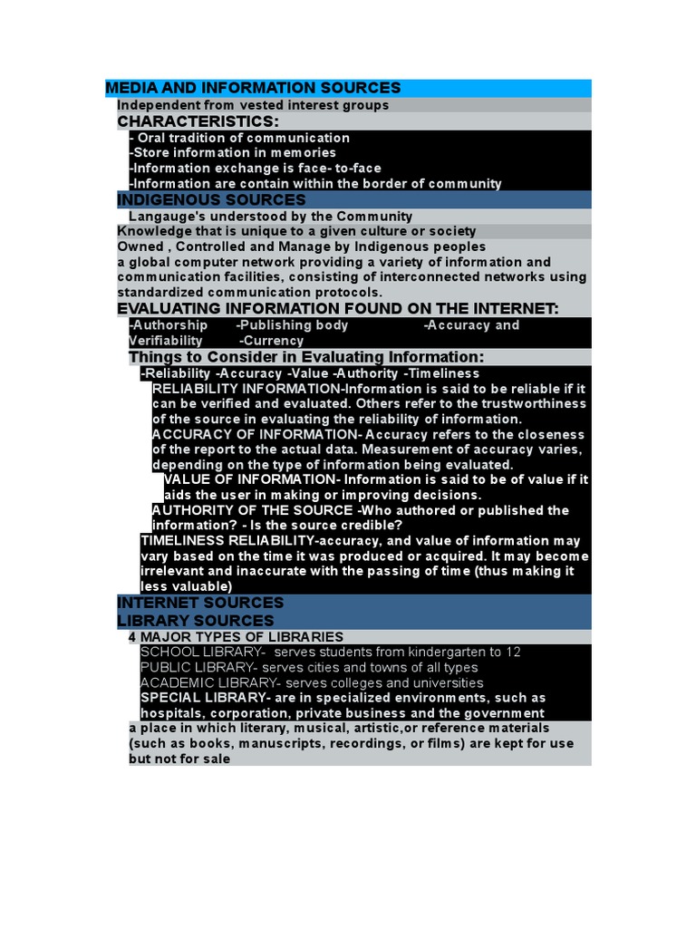 Media and Information Sources | PDF | Libraries | Computer Network