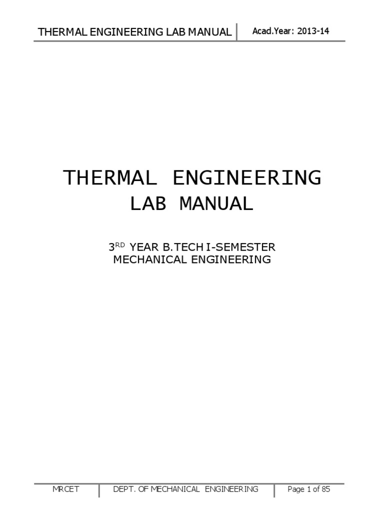 Thermal Engineering Lab Manual | PDF | Internal Combustion Engine ...