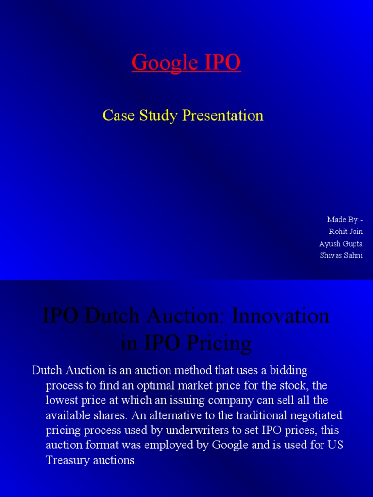 Google IPO: Case Study Presentation | PDF | Initial Public Offering ...