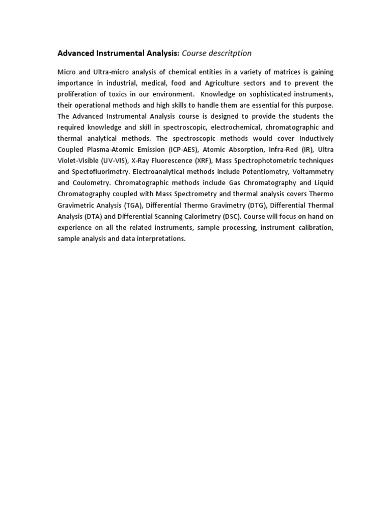Advanced Instrumental Analysis | PDF