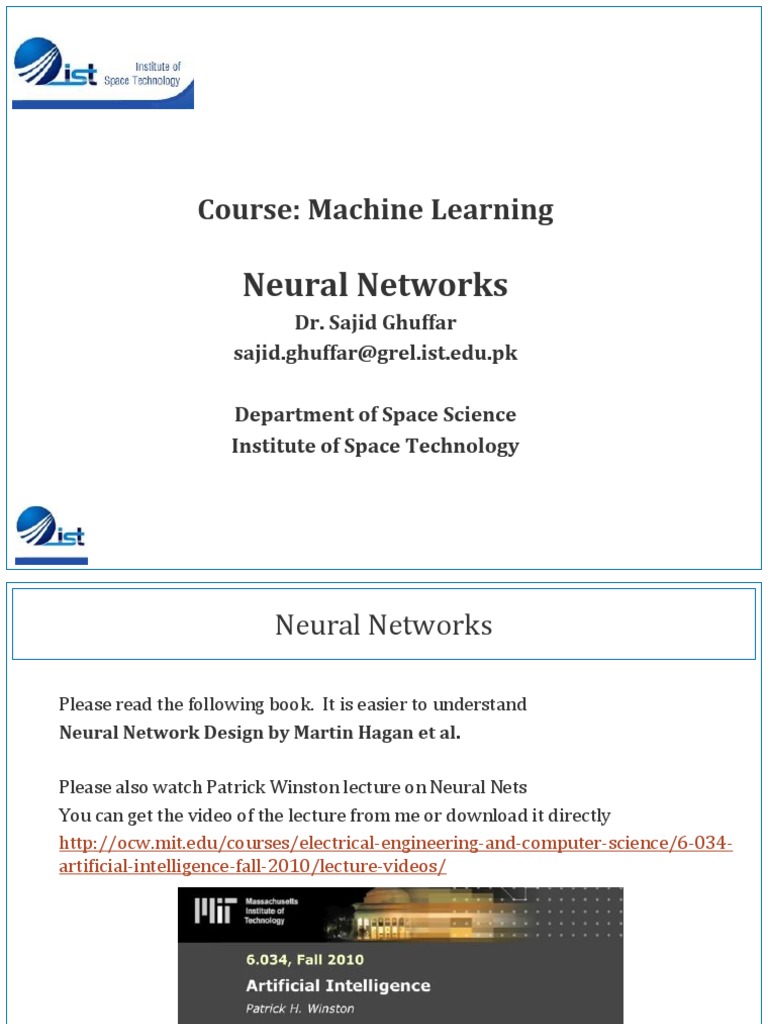 Neural Networks: Course: Machine Learning | PDF | Machine Learning ...