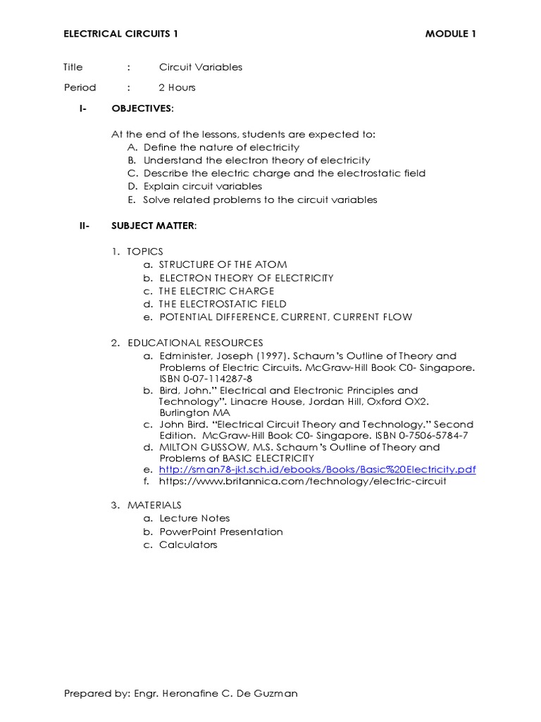 Electrical Circuits 1 | PDF | Electric Charge | Atomic Nucleus