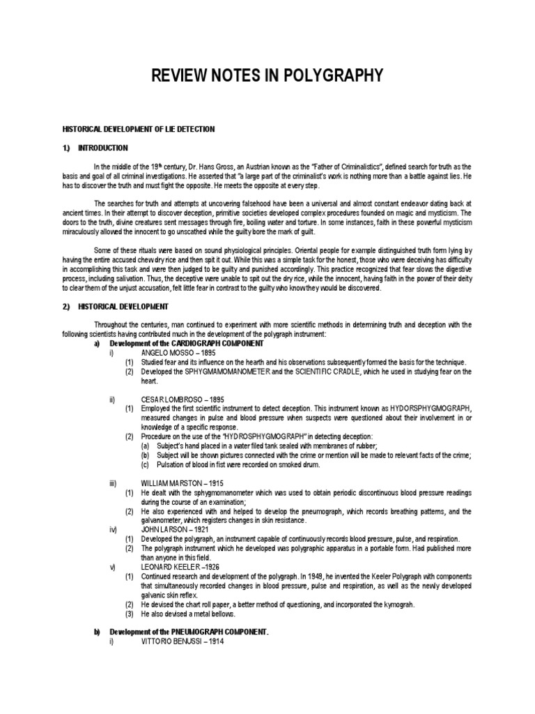 Review Notes in Polygraphy | PDF | Polygraph | Lie