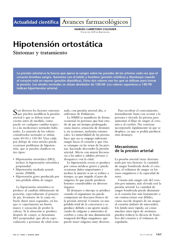 Hipotensión Ortostatica | PDF | Presión sanguínea | Corazón