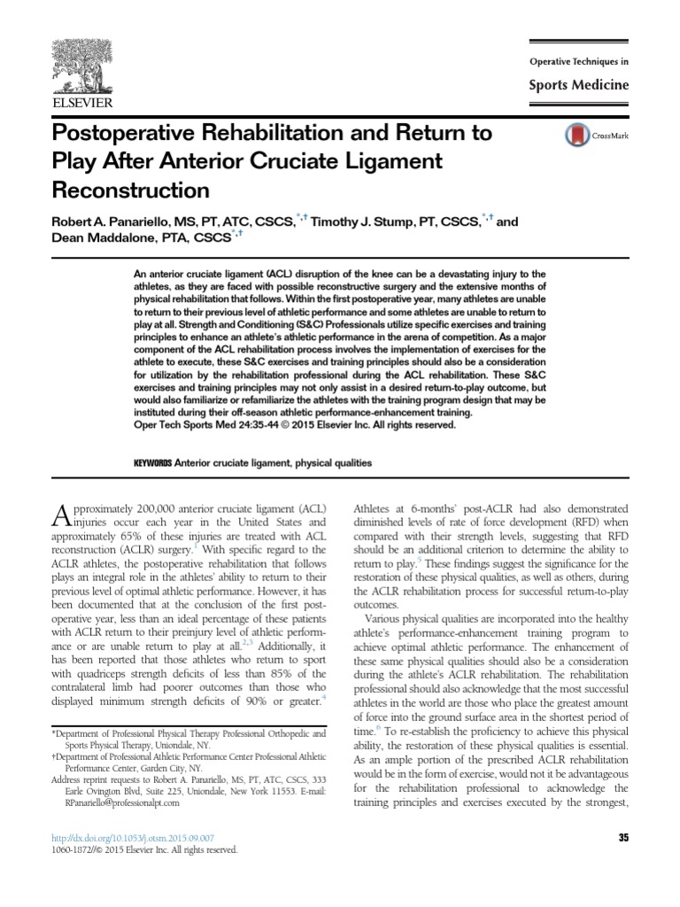 Cidera Acl | PDF | Weight Training | Physical Therapy