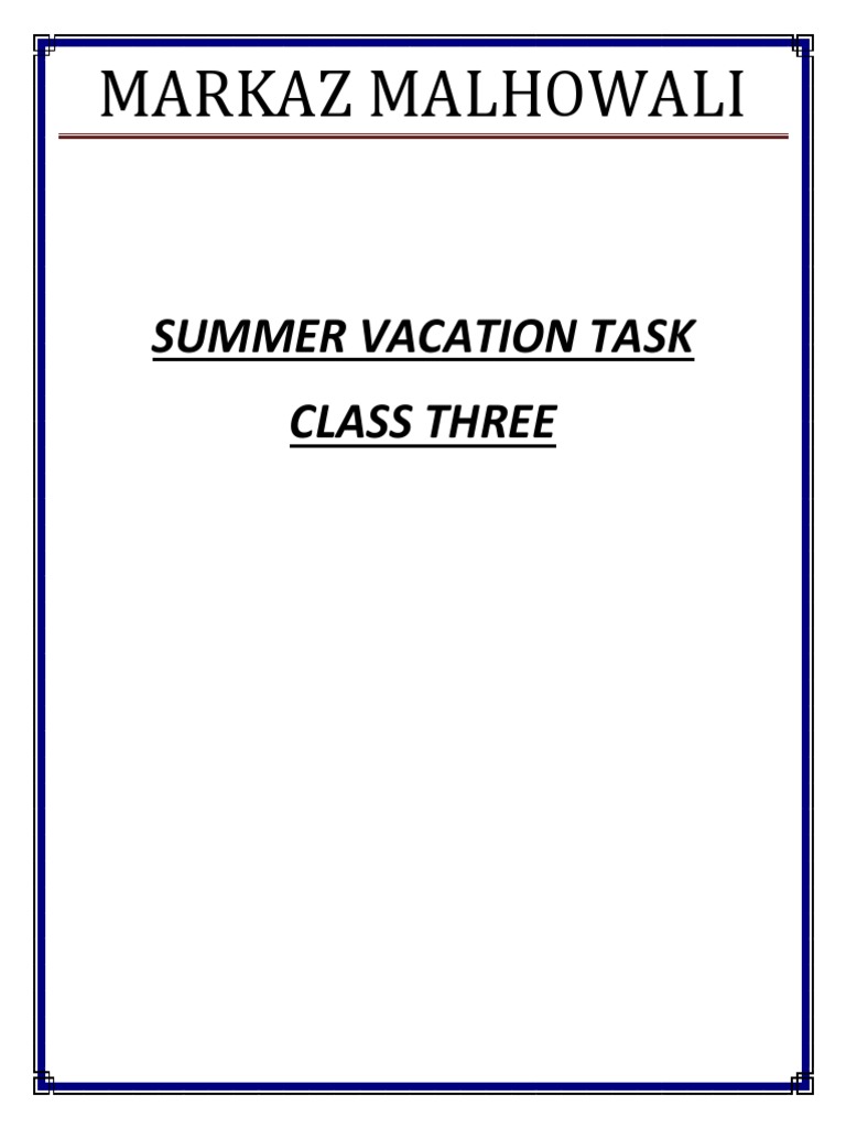 Summer Vacation Task | PDF