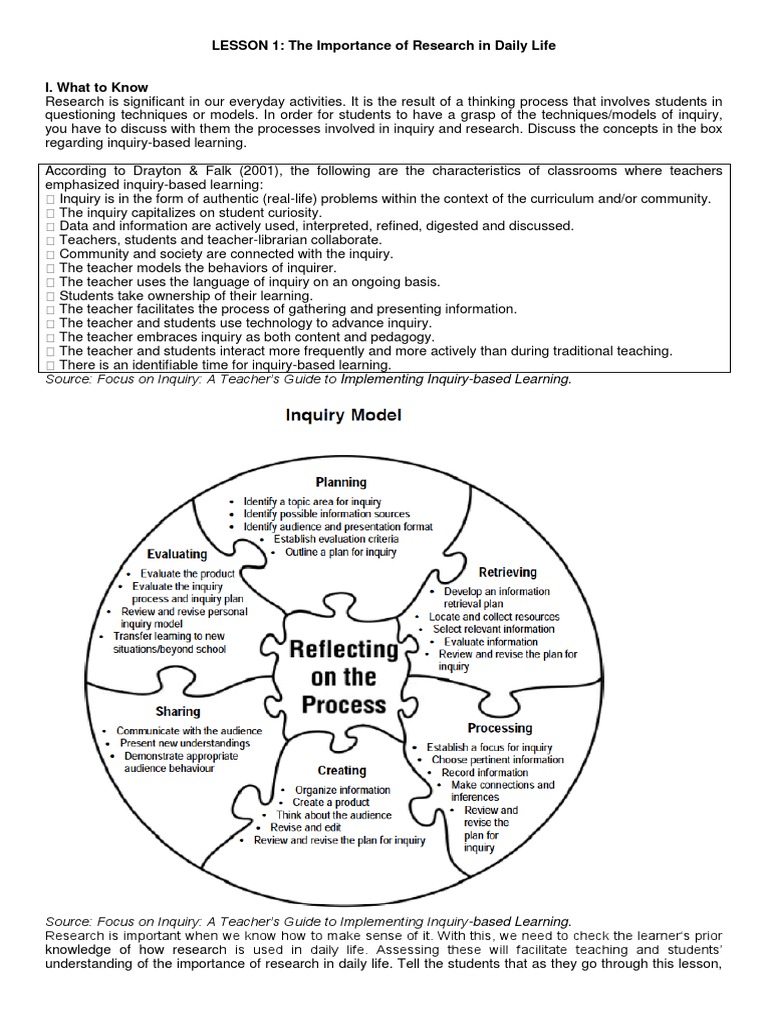 LESSON 1. The Importance of Research in Daily Life | PDF | Inquiry ...