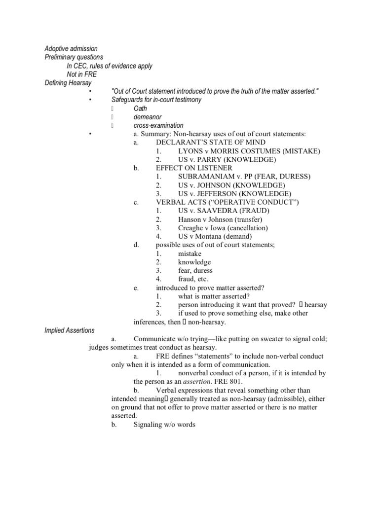 Evidence Cheat Sheet | PDF | Sexual Assault | Common Law