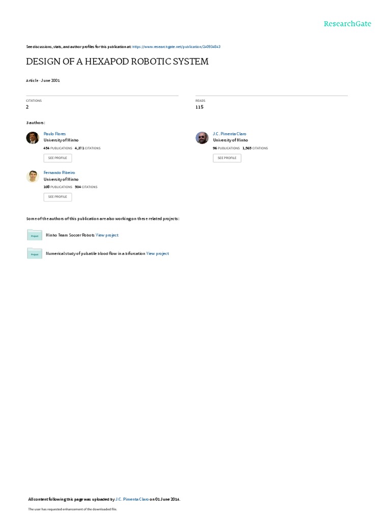 Design of A Hexapod Robotic System | PDF | Simulation | Machines