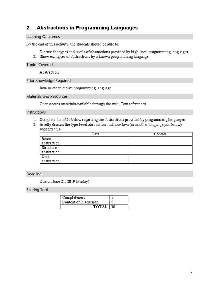 02 Abstractions in Programming Languages | PDF