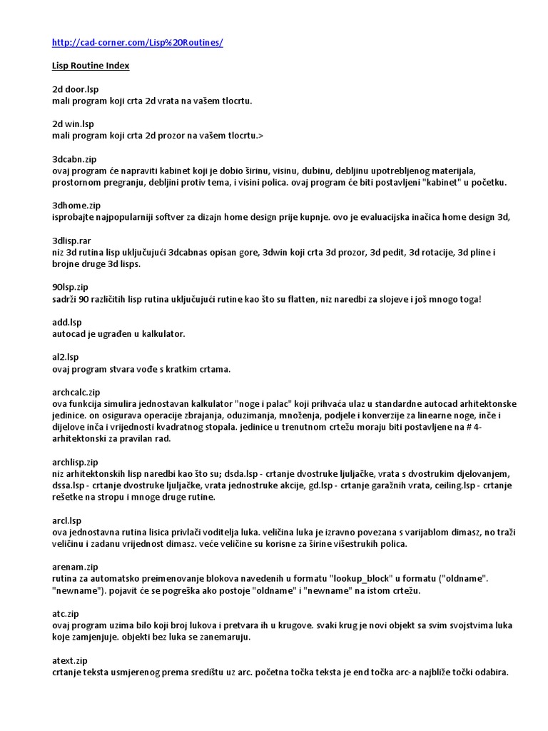 Lisp Routine Index | PDF