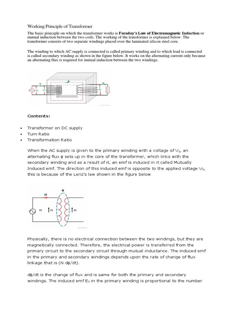 Working Principle of Transformers | PDF | Electromagnetic Induction ...