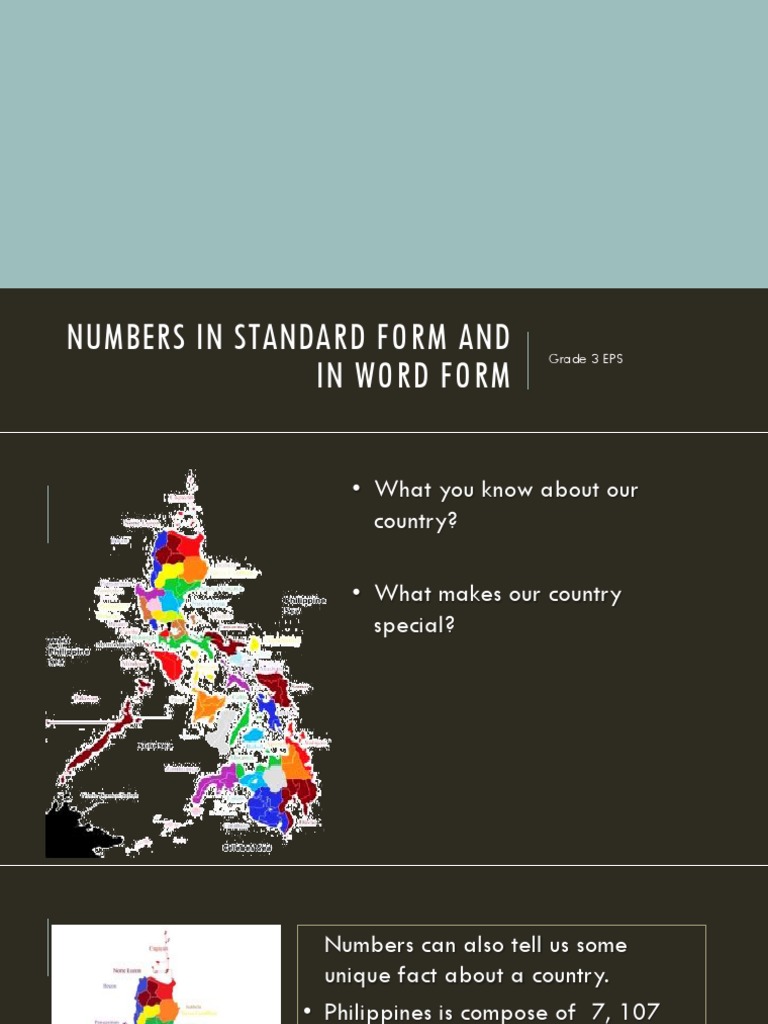 Numbers in Standard Form and in Word Form: Grade 3 EPS | PDF | Language ...