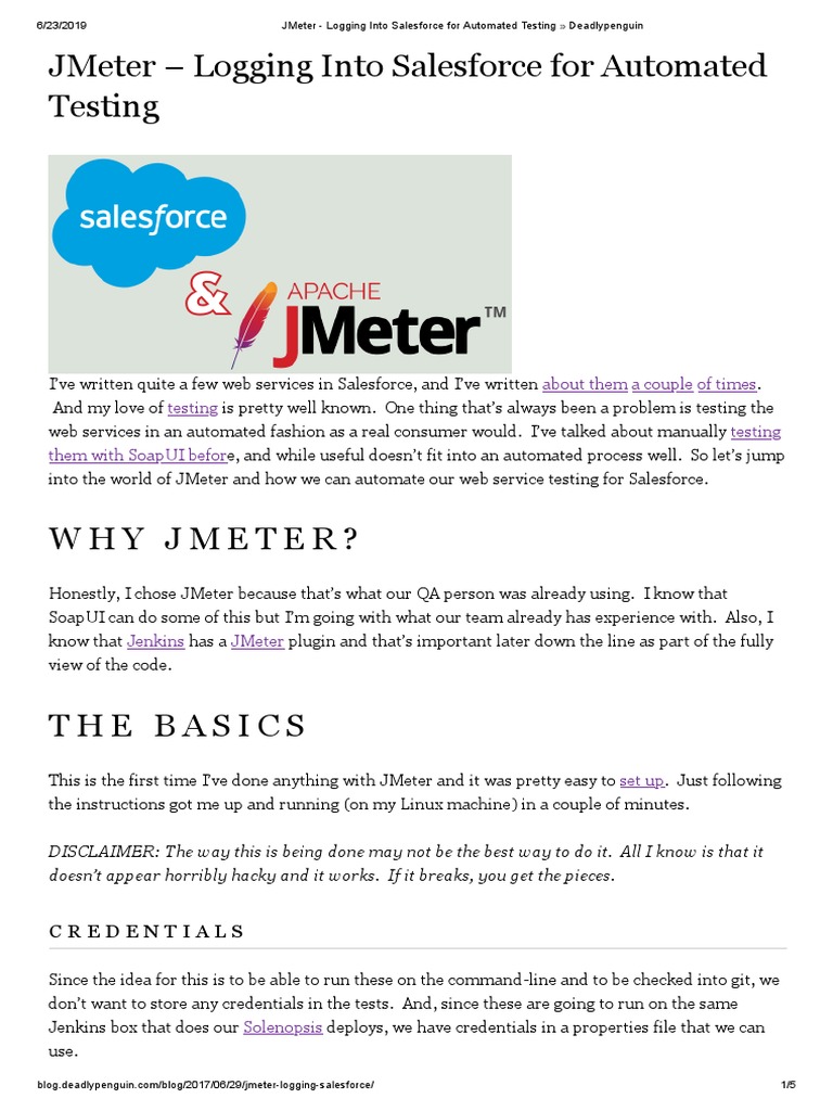 Jmeter Logging Into Salesforce For Automated Testing Deadlypenguin Download Free Pdf Login
