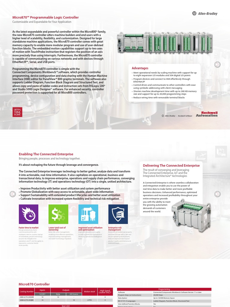 Micro870™ Programmable Logic Controller: Customizable and Expandable For Your Application | PDF ...