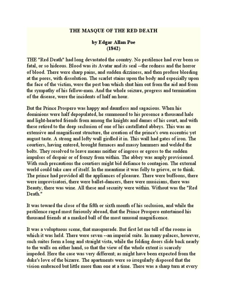 The Masque of The Red Death by Edgar Allan Poe (1842) | PDF