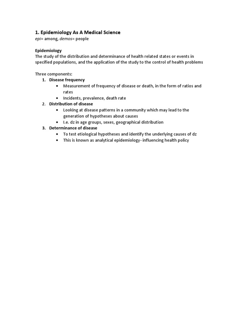 Epidemiology Notes | PDF | Infection | Transmission (Medicine)