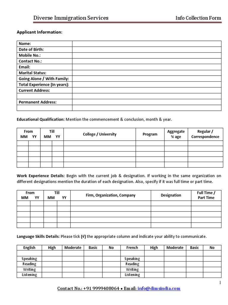 In Migration Forms | PDF