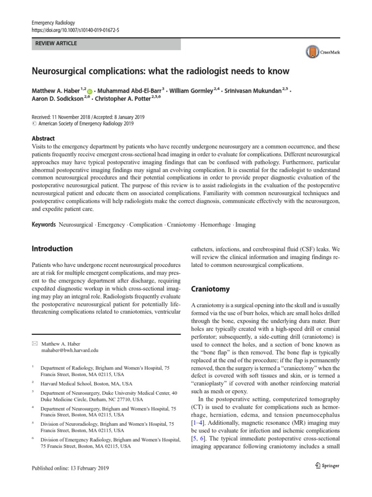 Neurosurgical Complications: What The Radiologist Needs To Know | PDF ...