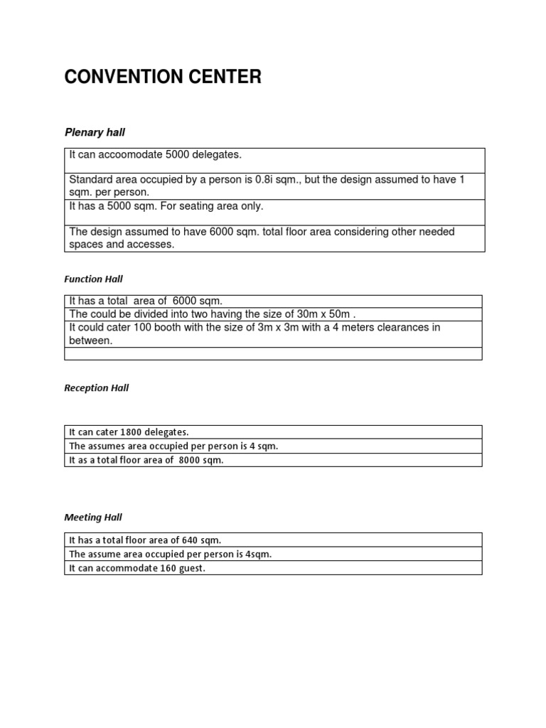 Convention Center Planning and Design Standards | PDF | Framing ...