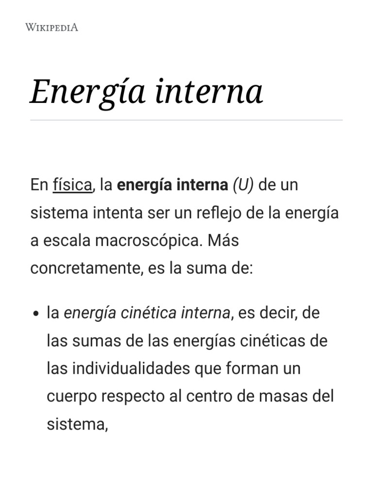 Energía Interna - Wikipedia, La Enciclopedia Libre | PDF ...